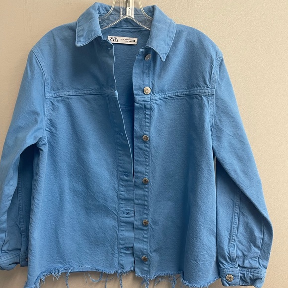 Zara | Jackets & Coats | Zara Shacket Electric Blue Xs Jacket Top ...
